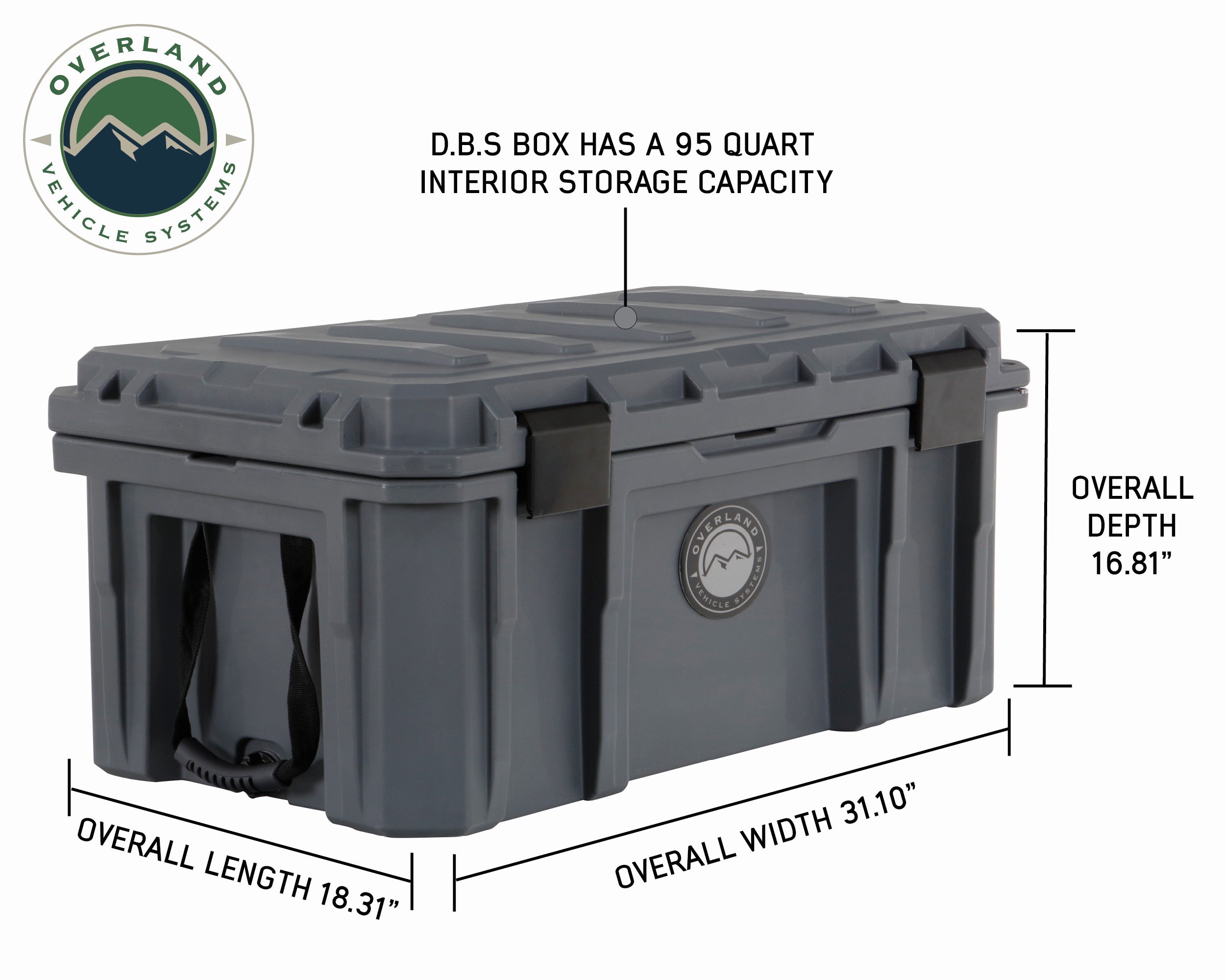 Overland Vehicle Systems D.B.S. - Dark Grey 95 QT Dry Box With Drain A ...